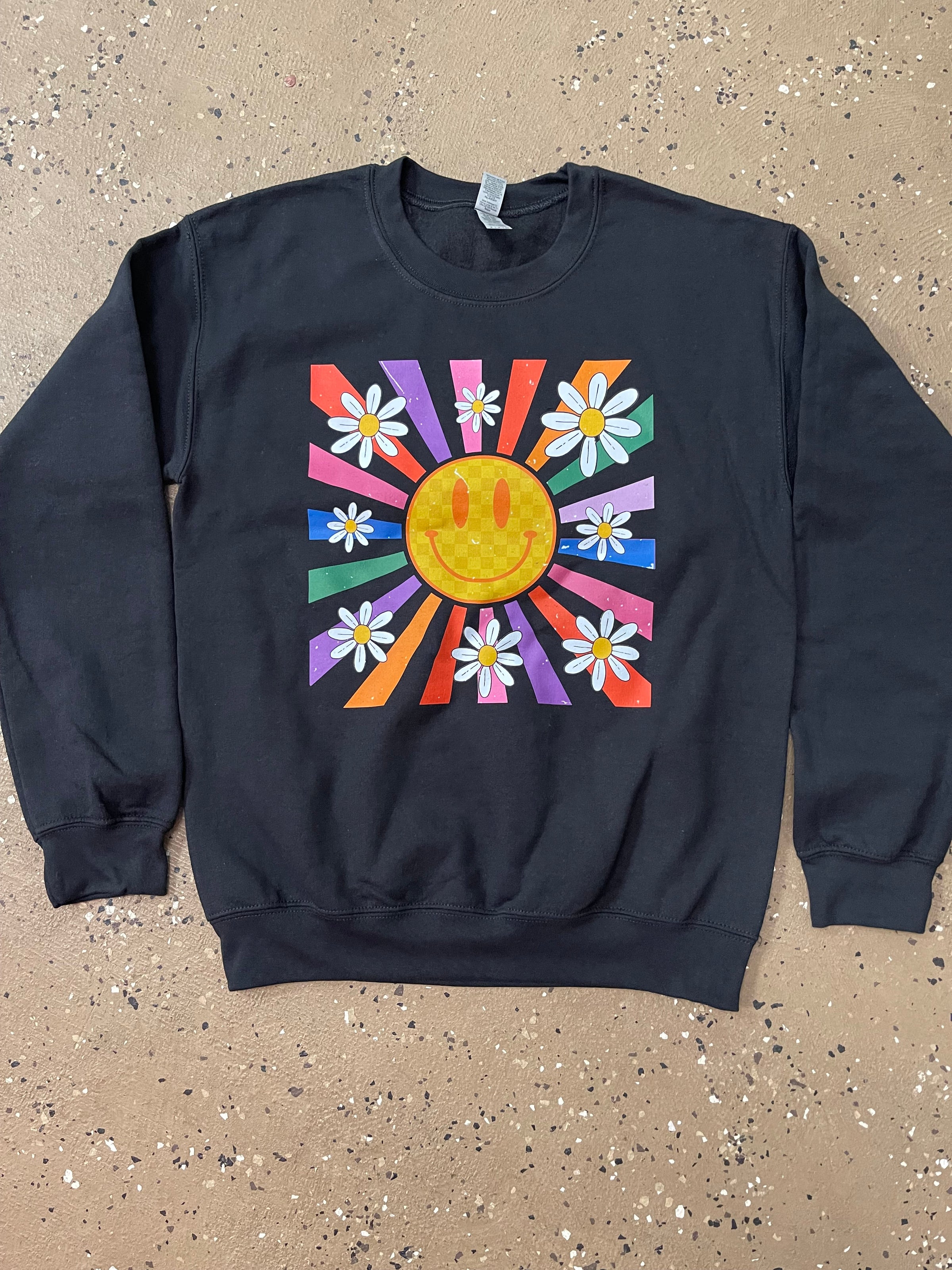 Smiley Daisy Rays Crewneck Sweatshirt